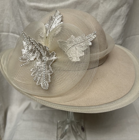 Accessories | Vintage Cream Bellini Hat With Rhinestones | Poshmark
